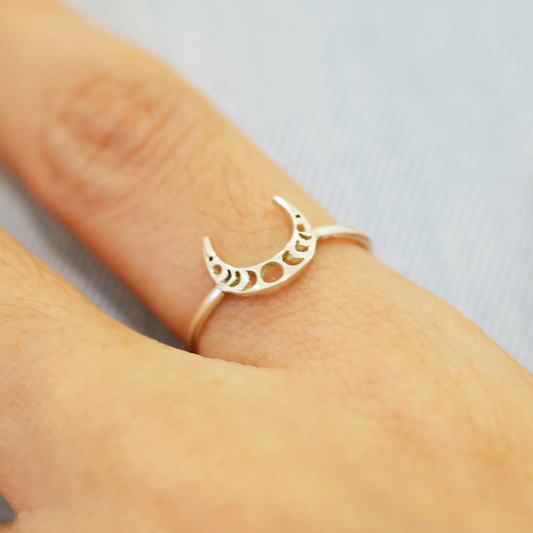 Sterling Silver Moon Phase Ring,crescent Moon Ring,moon Cycle Ring ...