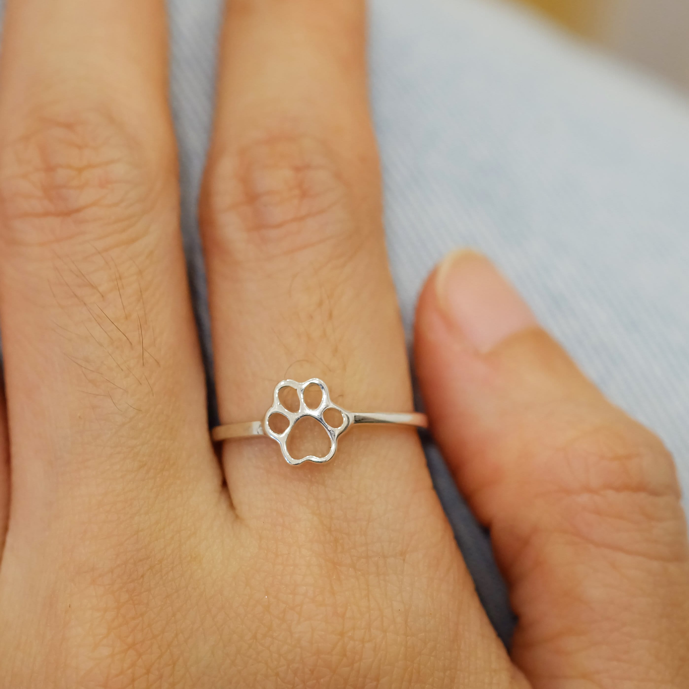 Sterling Silver Paw Print Ringpuppy Paw Print Ringdog Lover - Etsy
