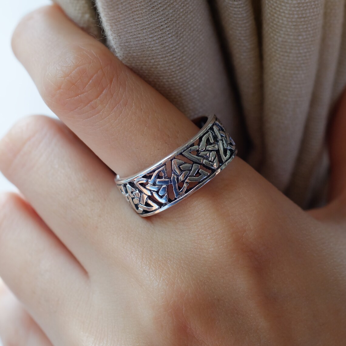 Sterling Silver Norse Viking Band Ringceltic Knot Ringviking | Etsy