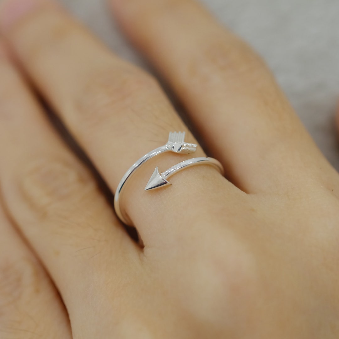 Sterling Silver Sideways Arrow Ring,celebrity Style Double Wrap Arrow ...