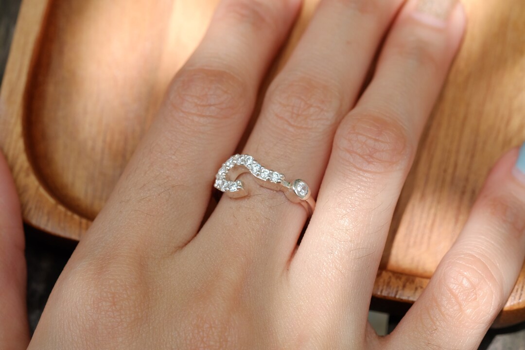 Sterling Silver Question Mark Ring With Cz,dainty Silver Ring,diamond ...