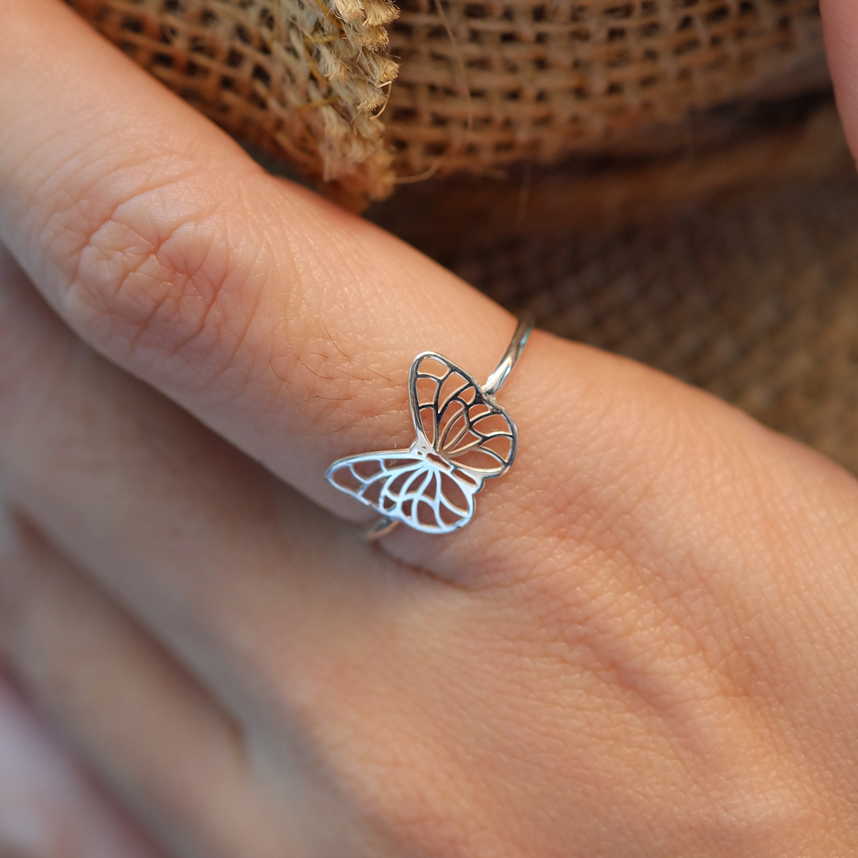 Sterling Silver Butterfly Ringdainty Silver Ringbutterfly | Etsy