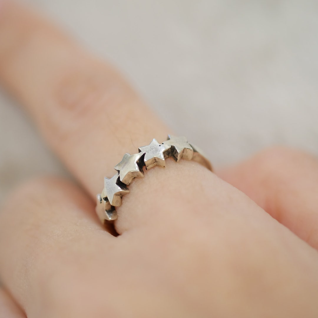 Sterling Silver Five Star Ring,silver Twinkle Star Ring,stackable Star ...
