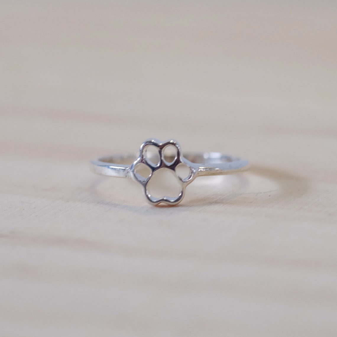 Sterling Silver Paw Print Ringpuppy Paw Print Ringdog Lover - Etsy