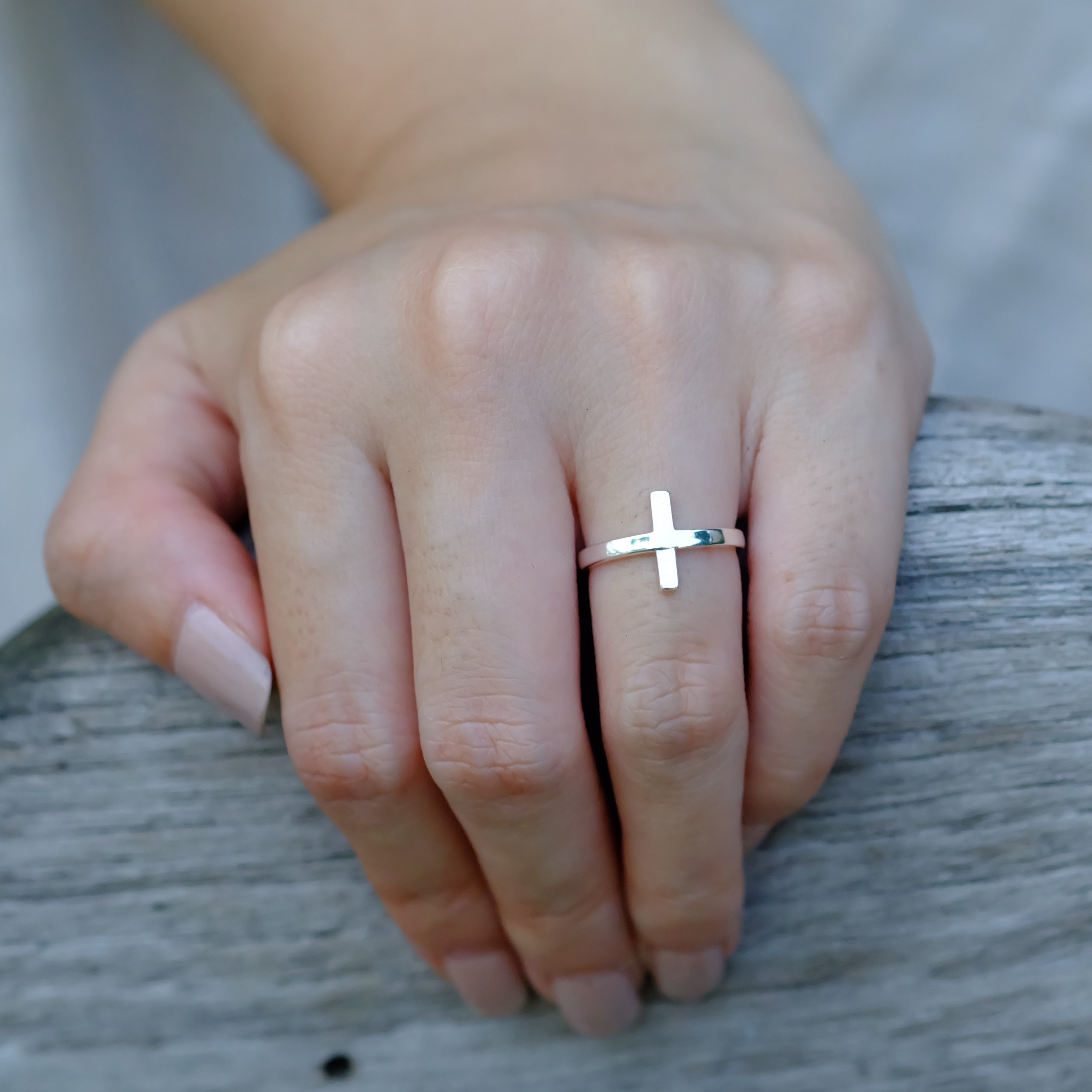 Sterling Silver Cross Ring Sideway Cross Ring Religious - Etsy