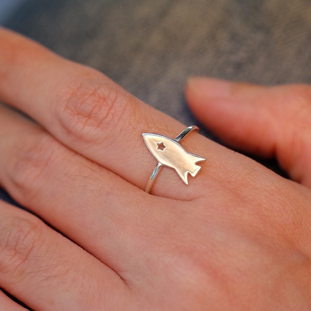 Sterling Silver Rocket Ship Ring,space Jewelry,dainty Ring,rocket Ring ...
