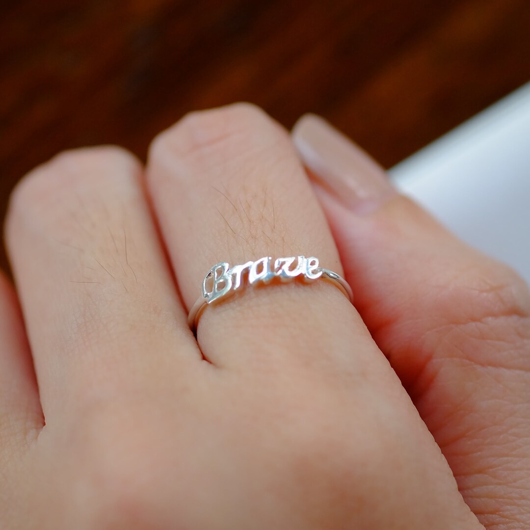Brave Ring , Statement Ring , Word Silver Jewelry , Christmas Gift ...