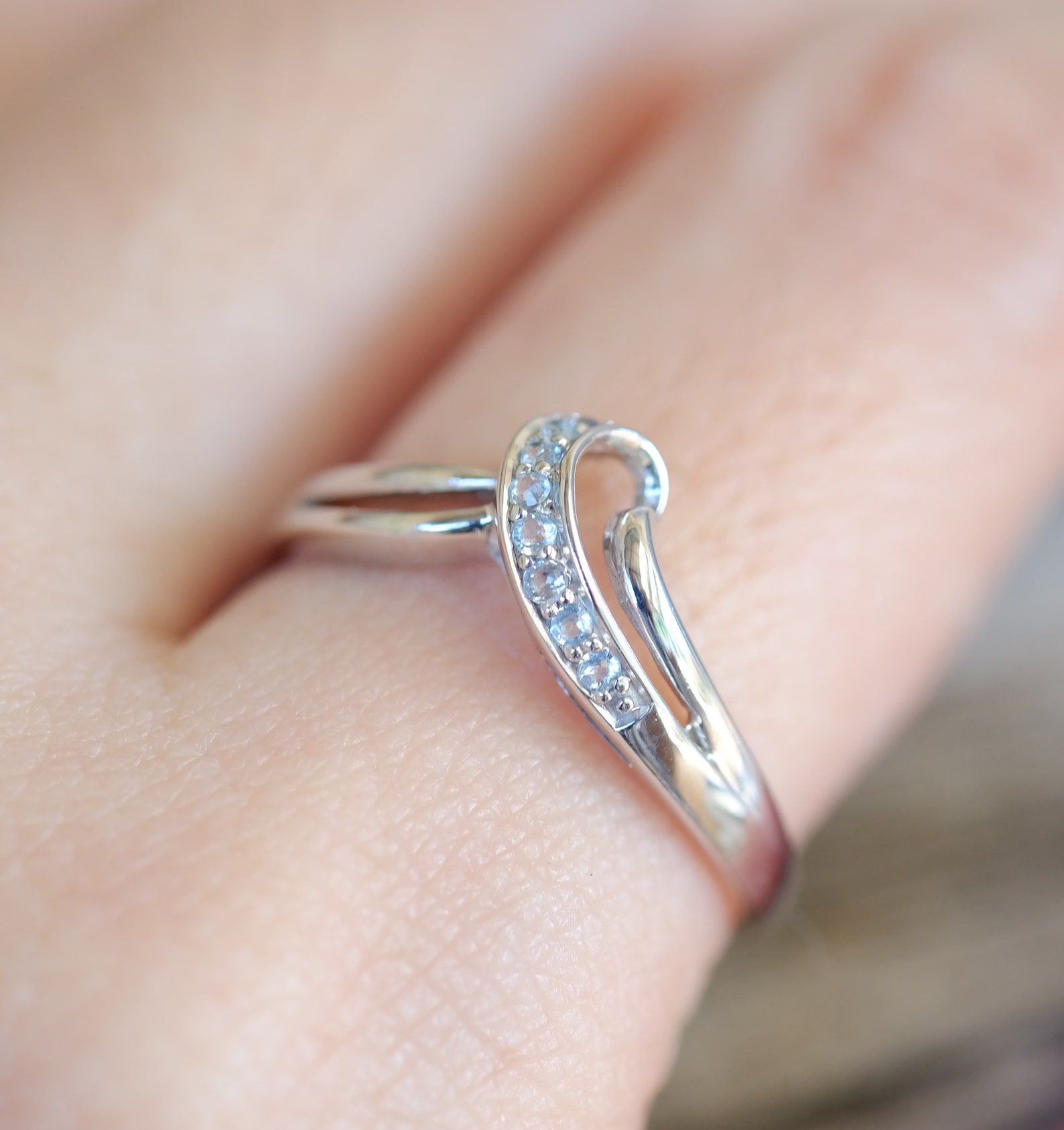 Sterling Silver Wave Ring With Aquamarine Surfer Ring - Etsy