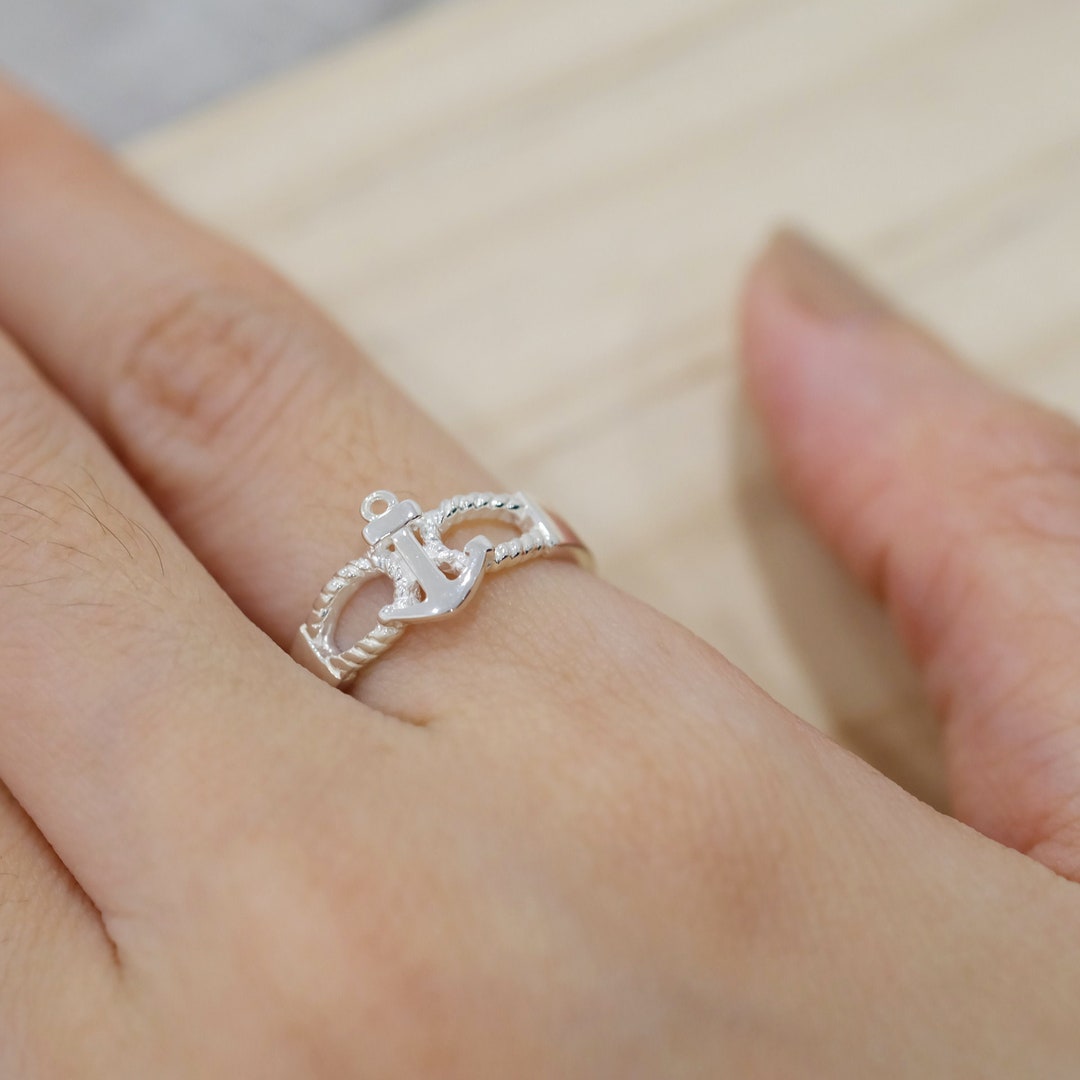 Sterling Silver Anchor Ring,anchor Ring,nautical Jewelry,horizontal ...