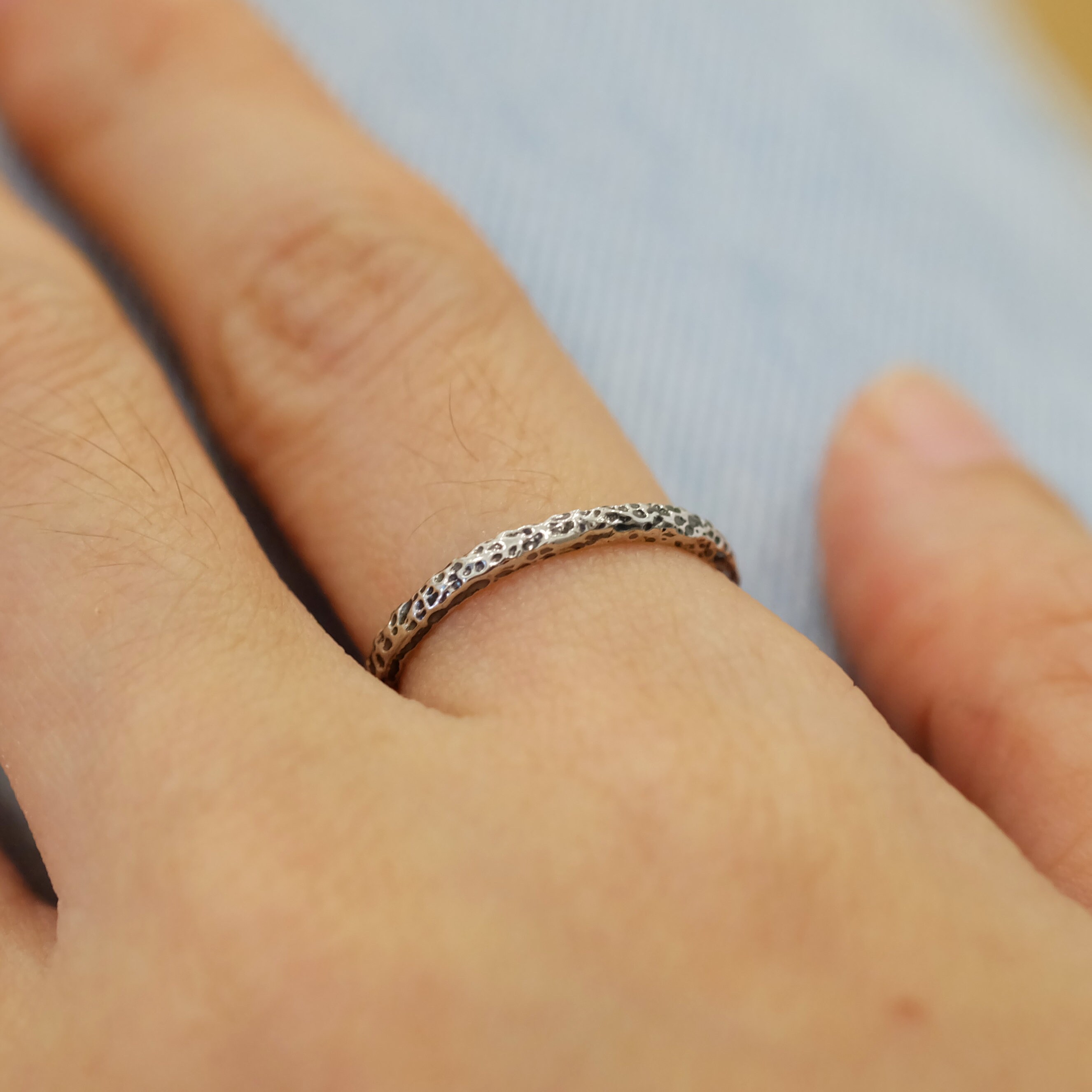 Sterling Silver Stacking Ring Settextured Ring Settextured | Etsy