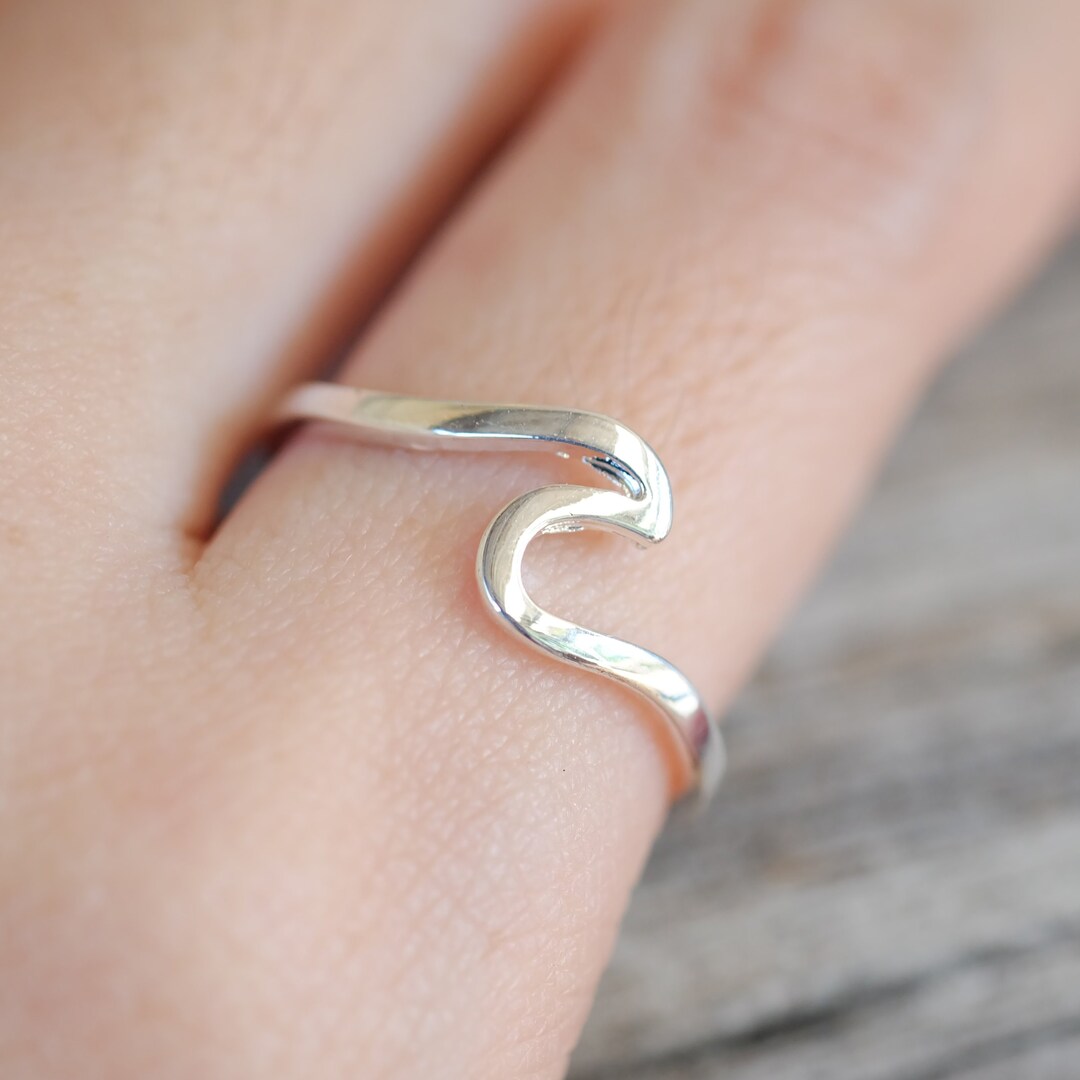 Sterling Silver Wave Ring , Dainty Wave Ring , Ocean Ring , Beach ...