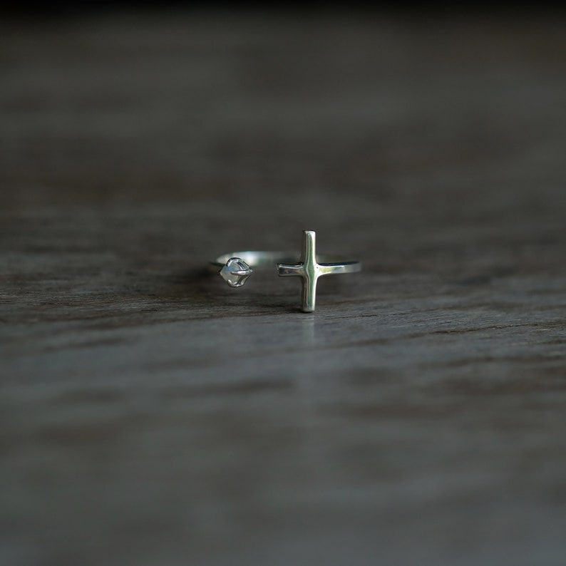 Personalized Sterling Silver Cross Ring with OpalSideway | Etsy