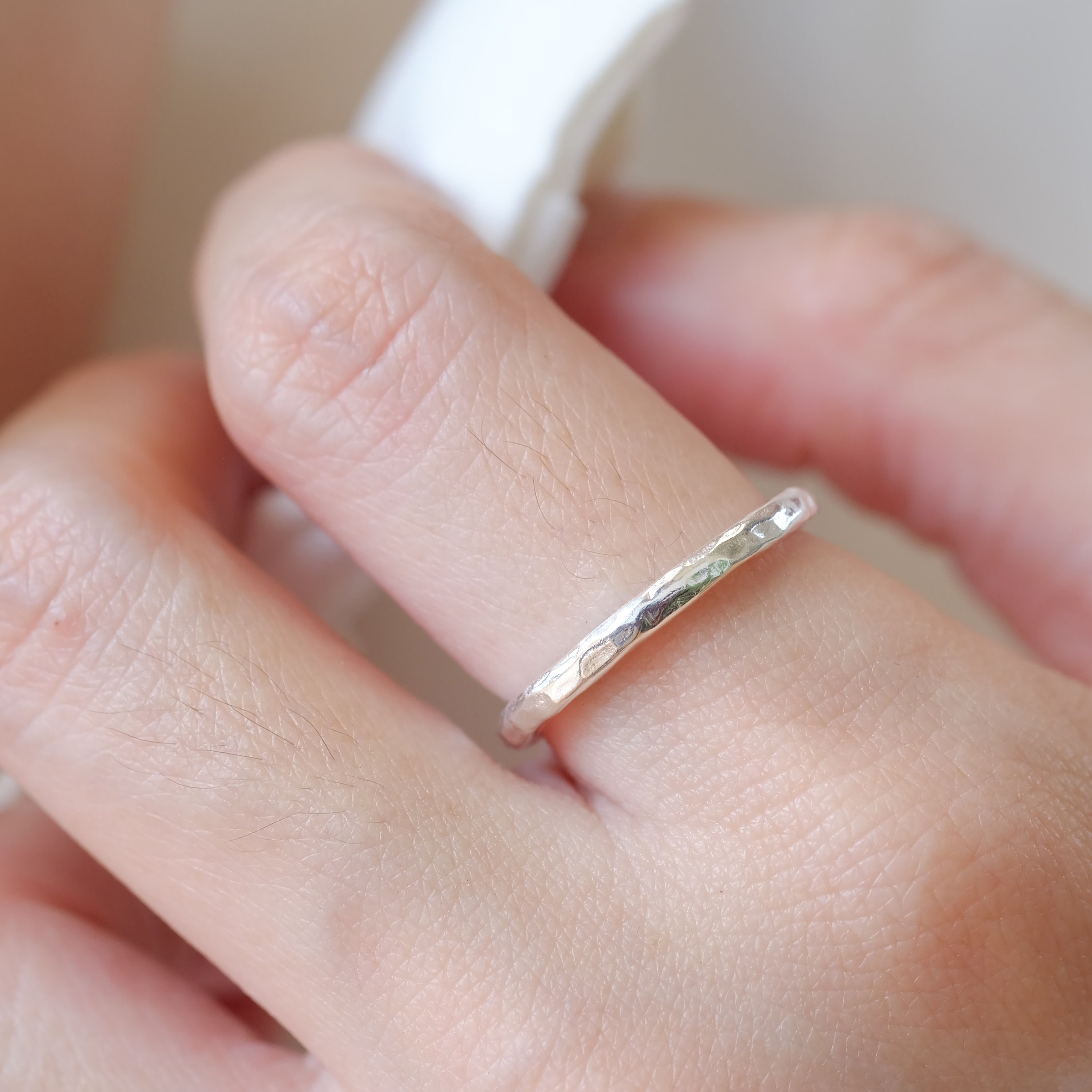 3MM Hammered Silver Band RingSilver Plain RingWedding | Etsy