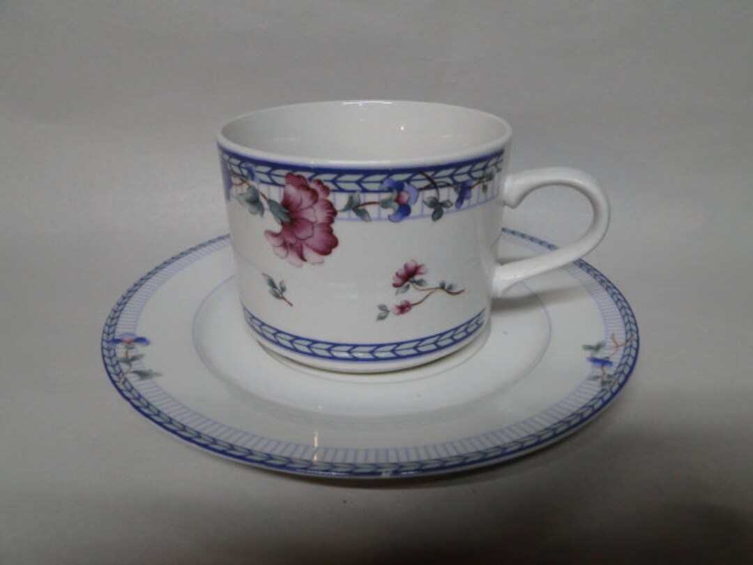 Oneida Fine Porcelain BLUE LATTICE Pattern Coffee Cup & Saucer Set - Etsy