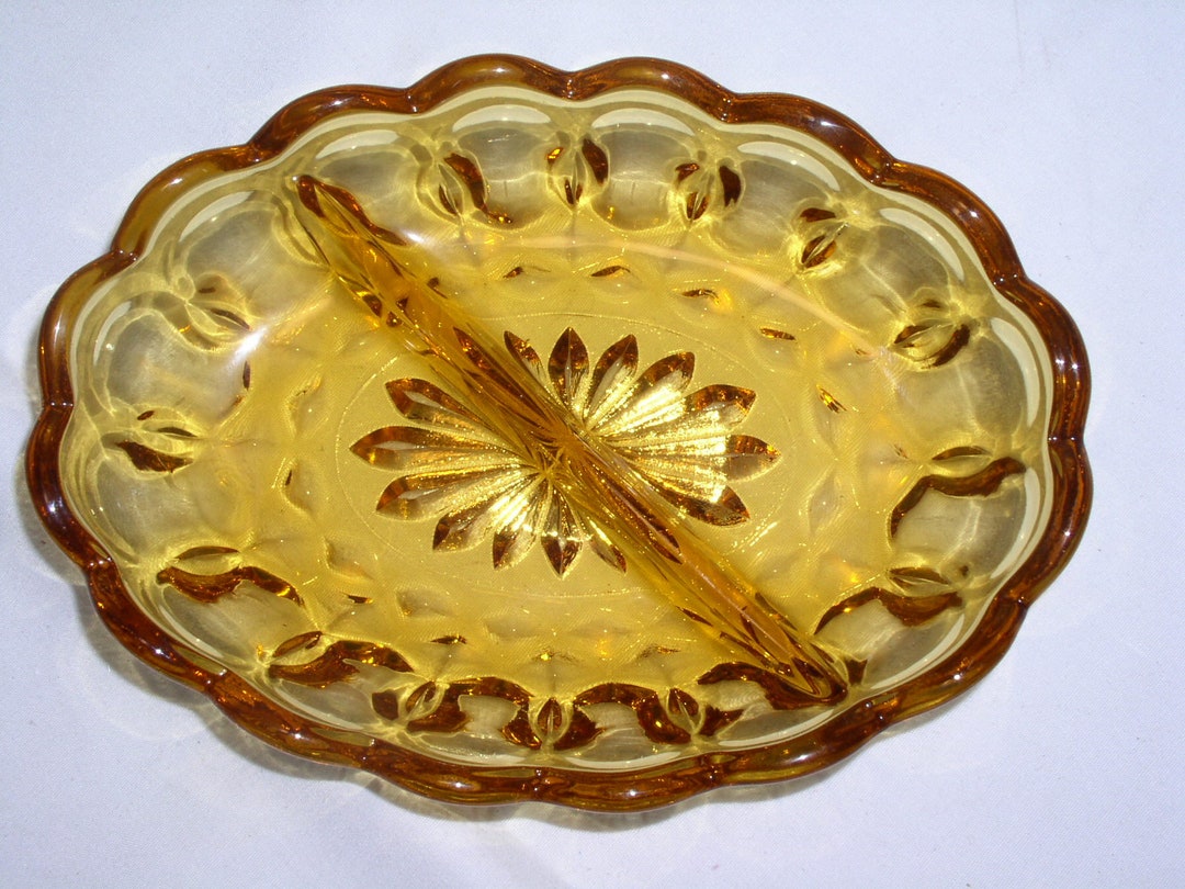 Anchor Hocking FAIRFIELD Pattern Amber Divided Relish Dish - Etsy