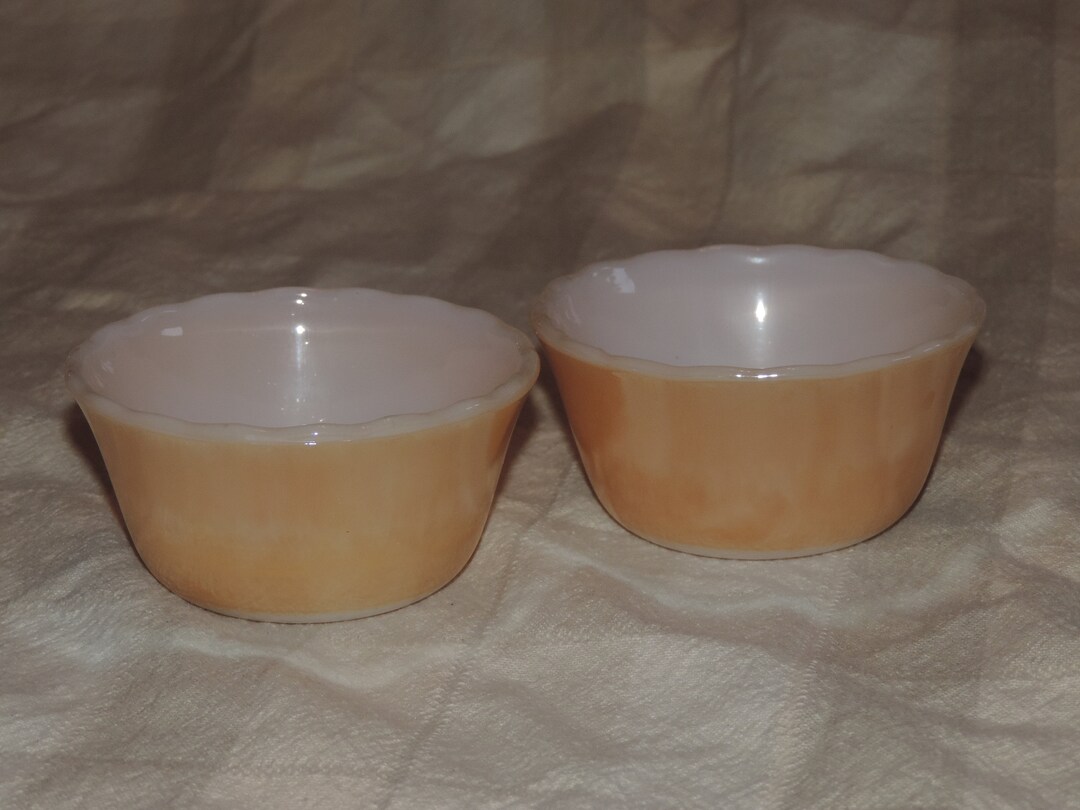 Set of 2 Fire King #424 COPPER-TINT (peach Lustre) Pattern 6 Ounce ...
