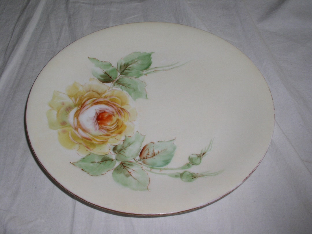 Antique Favorite Bavaria Hand-painted Yellow Rose 8-1/2" Collector's ...