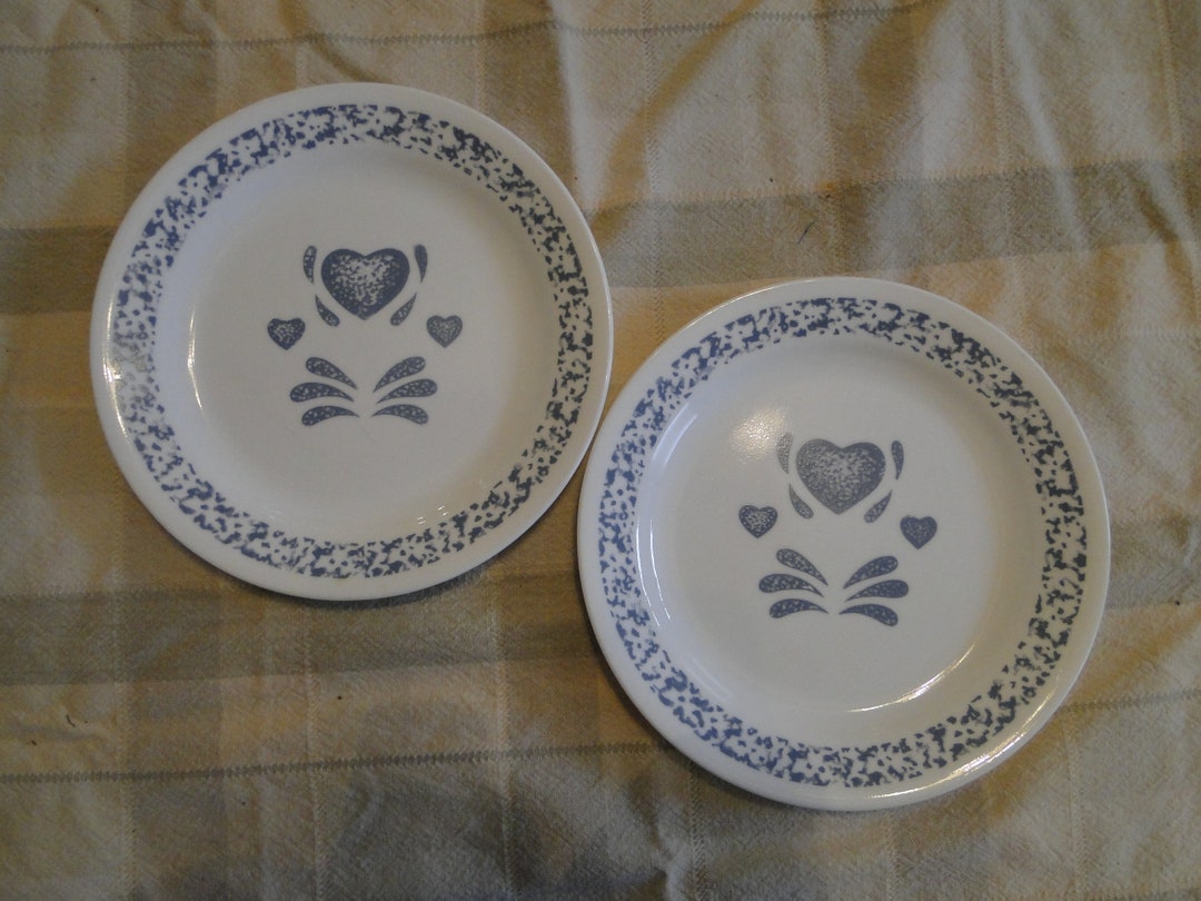 Set of 2 Corning Corelle BLUE HEARTS Pattern 6-3/4" Bread Plates - Etsy