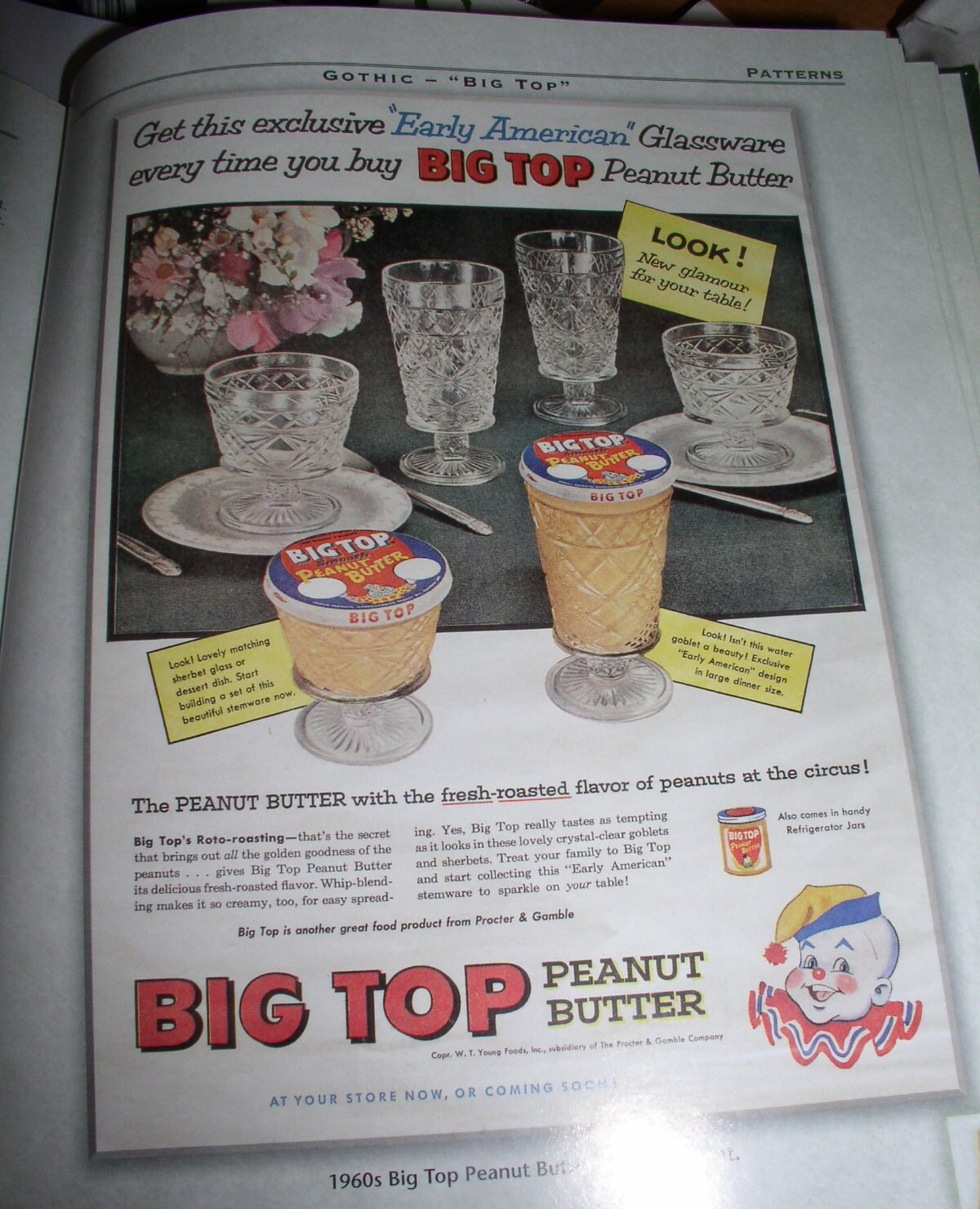 Hazel Atlas GOTHIC Pattern Big Top Peanut Butter Promo 8oz Sherbet Cup ...