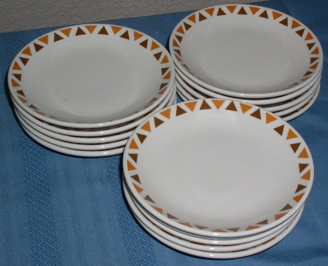 Set of 2 Homer Laughlin Triangle Patterned 5.5" Restaurant Bread Plates ...
