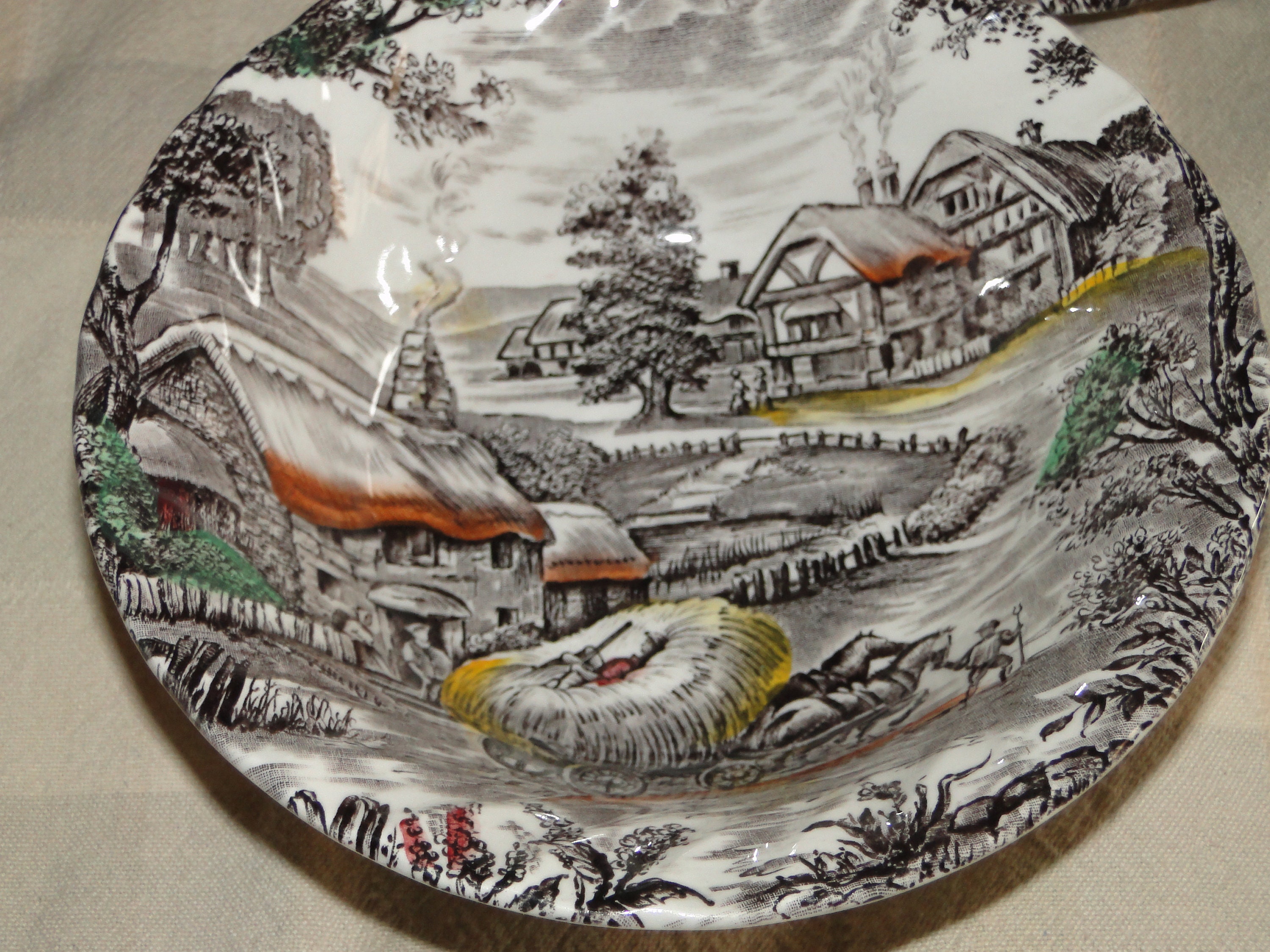 Lot of 2 Staffordshire YORKSHIRE Pattern 6-3/8 Diameter Coupe Soup ...