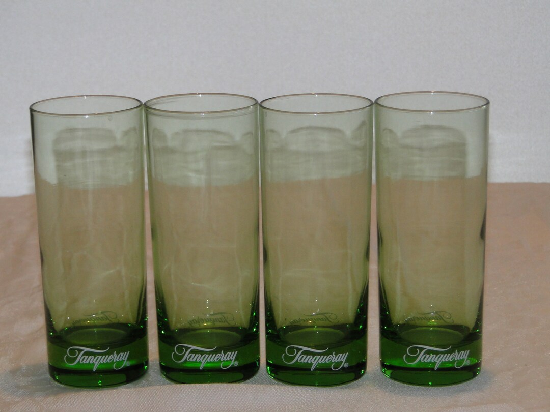 Set of 4 Green Glass Tanqueray Gin 12oz Drink Tumblers - Etsy