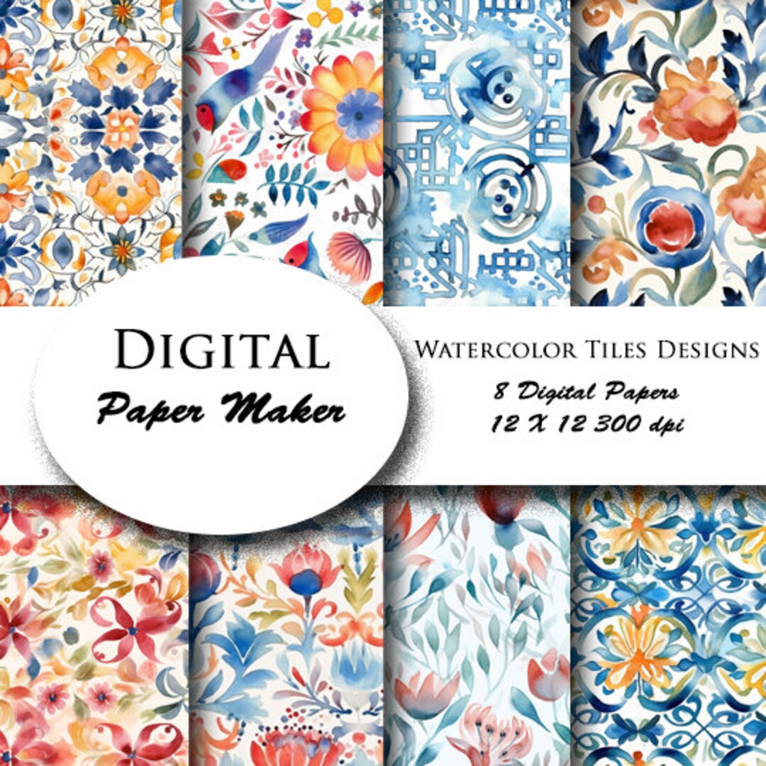 Watercolor Tile Designs. Seamless 300 Dpi, 12 X 12 Inch to Use for ...