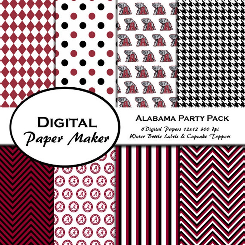 Alabama Crimson Tide Party Pack to Use for Scrapbooking, Clipart ...