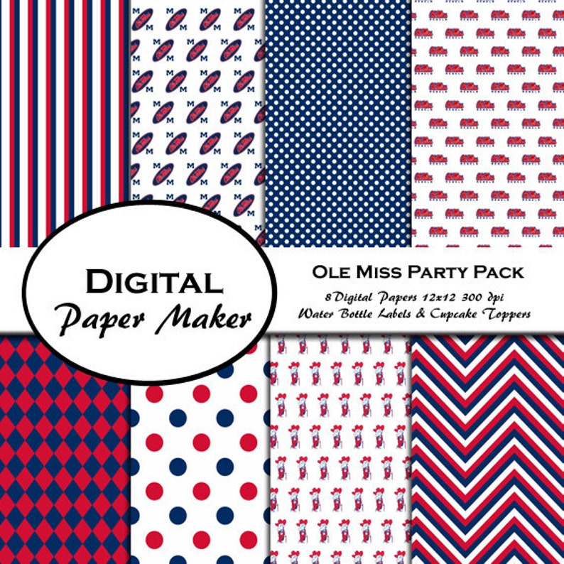 Ole Miss Party Pack to Use for Scrapbooking, Clipart, Backgrounds ...