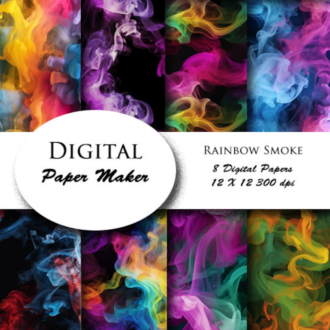 Rainbow Smoke Digital Paper to Use for Scrapbooking, Clipart ...
