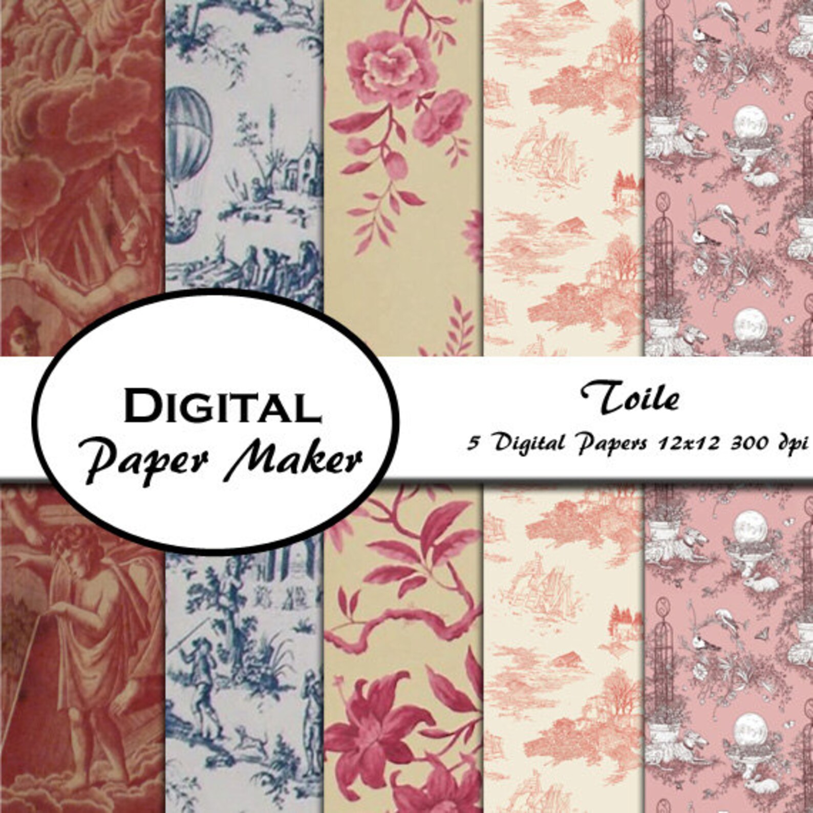Toile Digital Paper Designs Great for Scrapbooking, Backgrounds ...