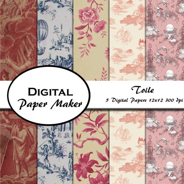 Toile Digital Paper - Etsy