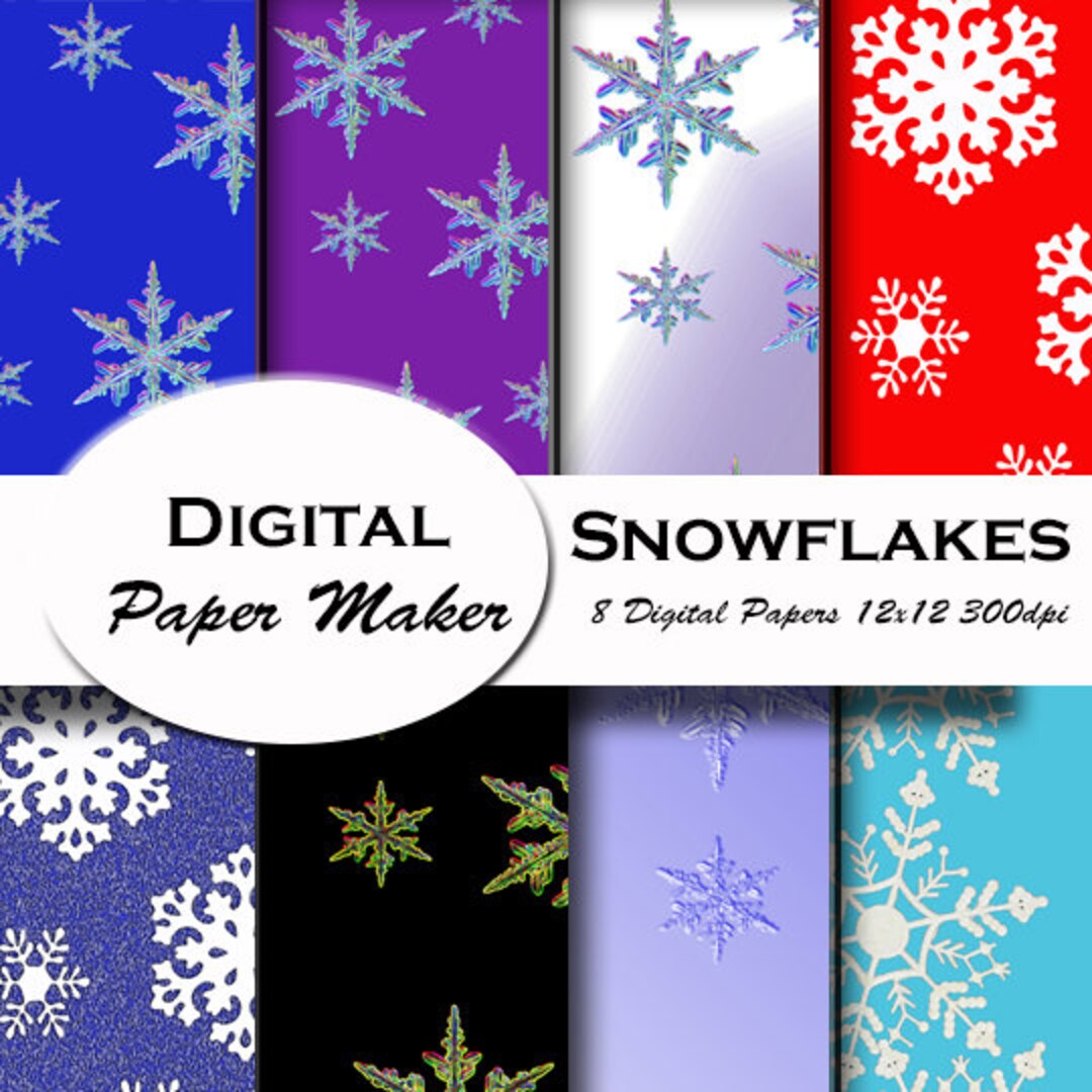 Snowflake Digital Paper Good for Scrapbooking, Clipart, Backgrounds ...