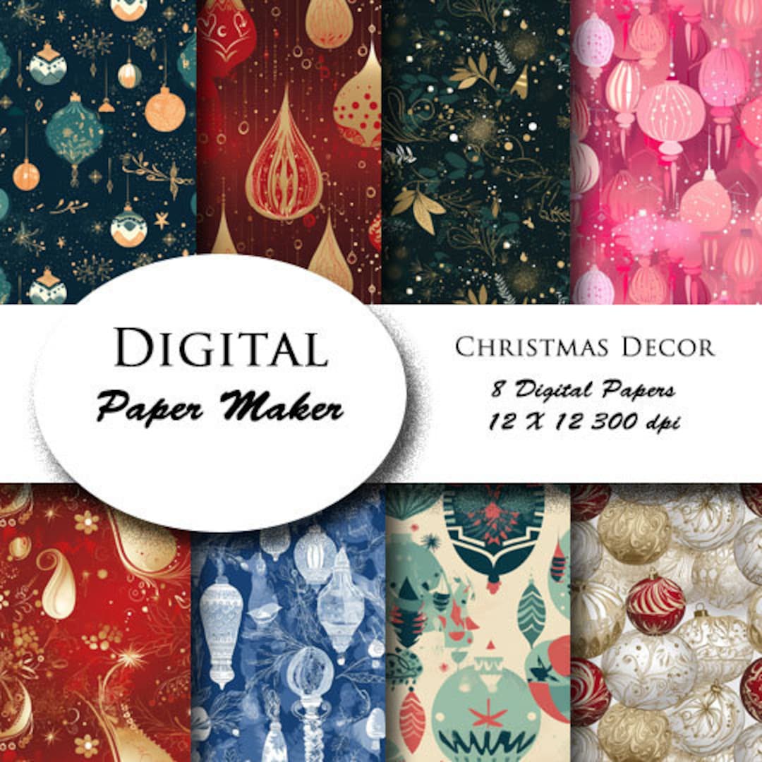 Christmas Ornaments Digital Paper to Use for Scrapbook, Clipart ...