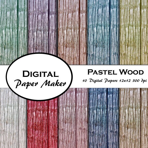 Wood Texture Digital Paper Designs in Pastel Colors That Can | Etsy