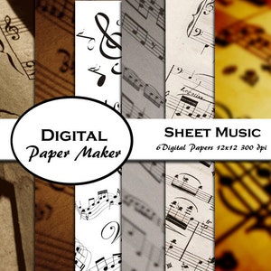 Sheet Music Digital Paper. Sheet Music Digital Designs for - Etsy