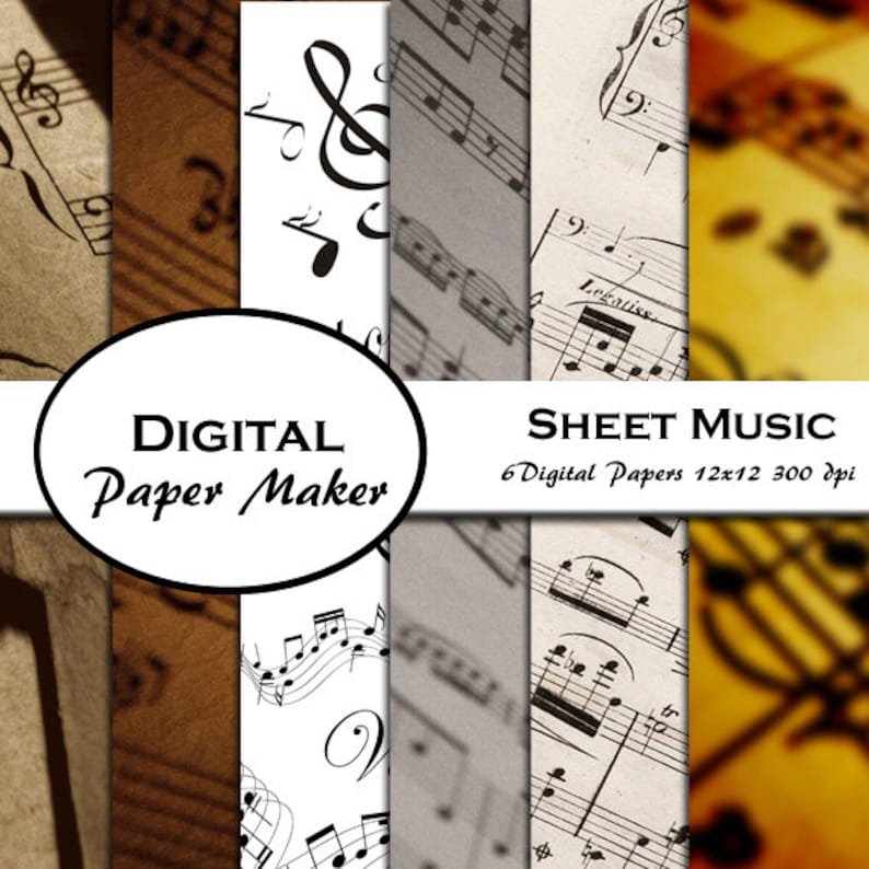 Sheet Music Digital Paper. Sheet Music Digital Designs for Scrap ...