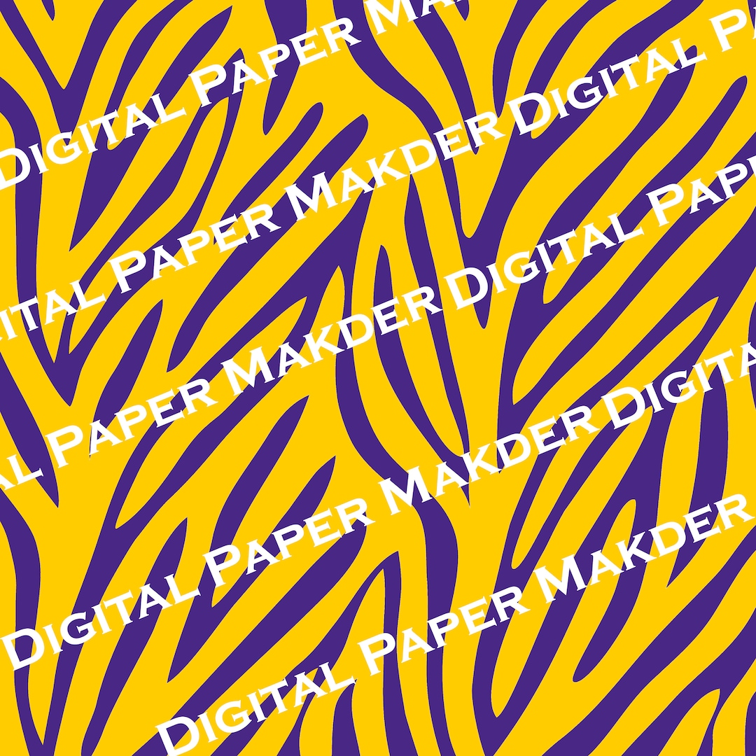 Purple and Yellow Tiger Pattern File 12x12 JPG, PNG and PDF Files 300 ...