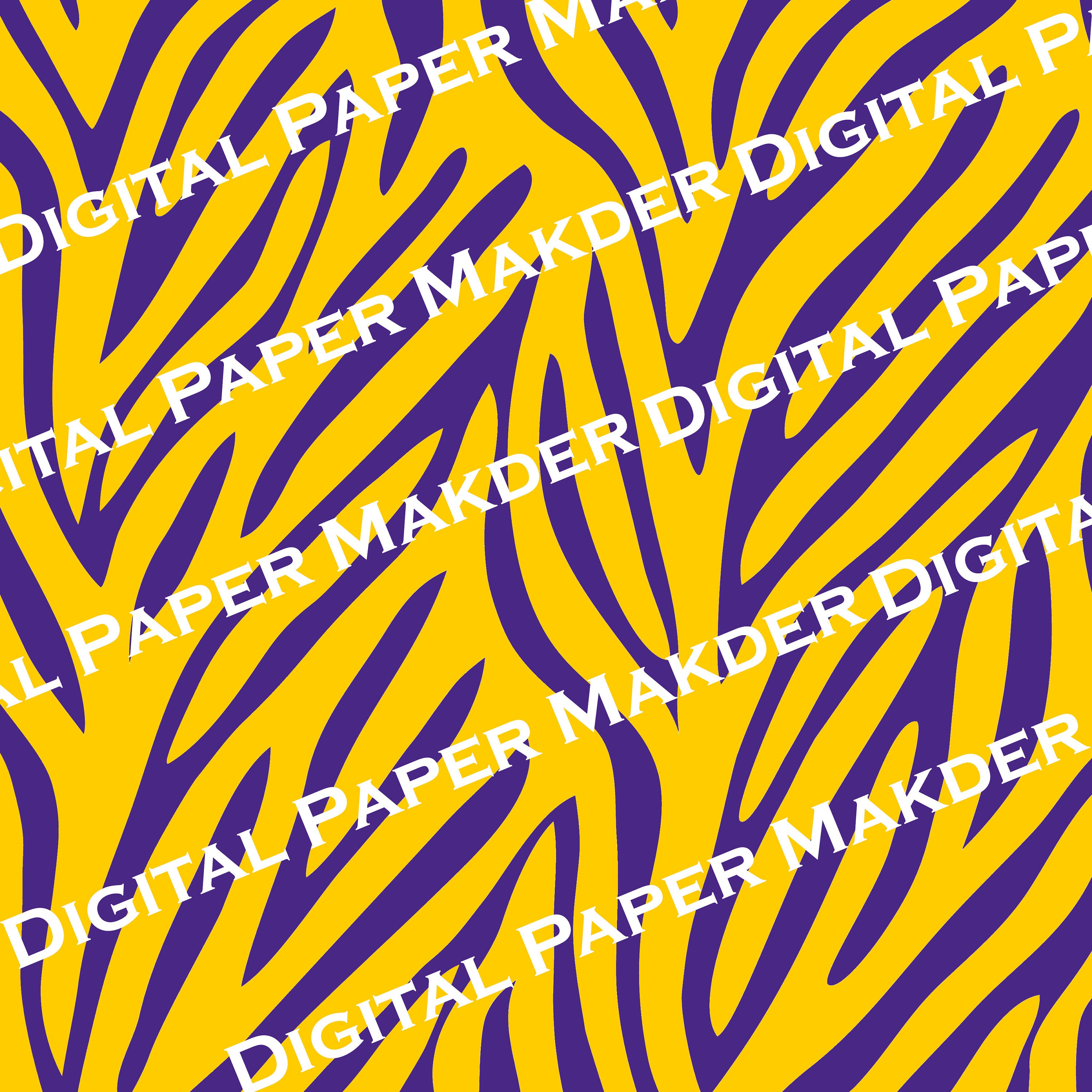 Purple and Yellow Tiger Pattern File 12x12 JPG, PNG and PDF Files 300 ...