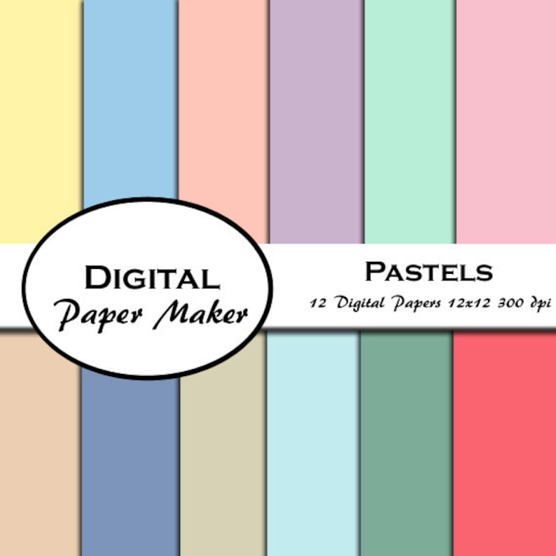 Pastel Colored Digital Paper Designs for Scrapbooking, Backgrounds ...