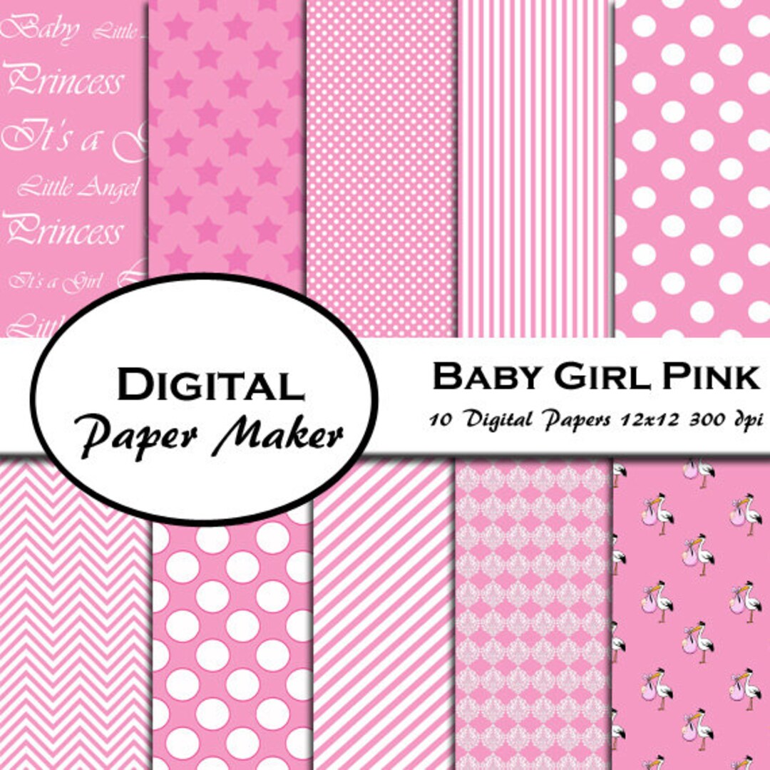 Baby Girl Pink Digital Paper Designs That Are Great for Scrap Booking ...