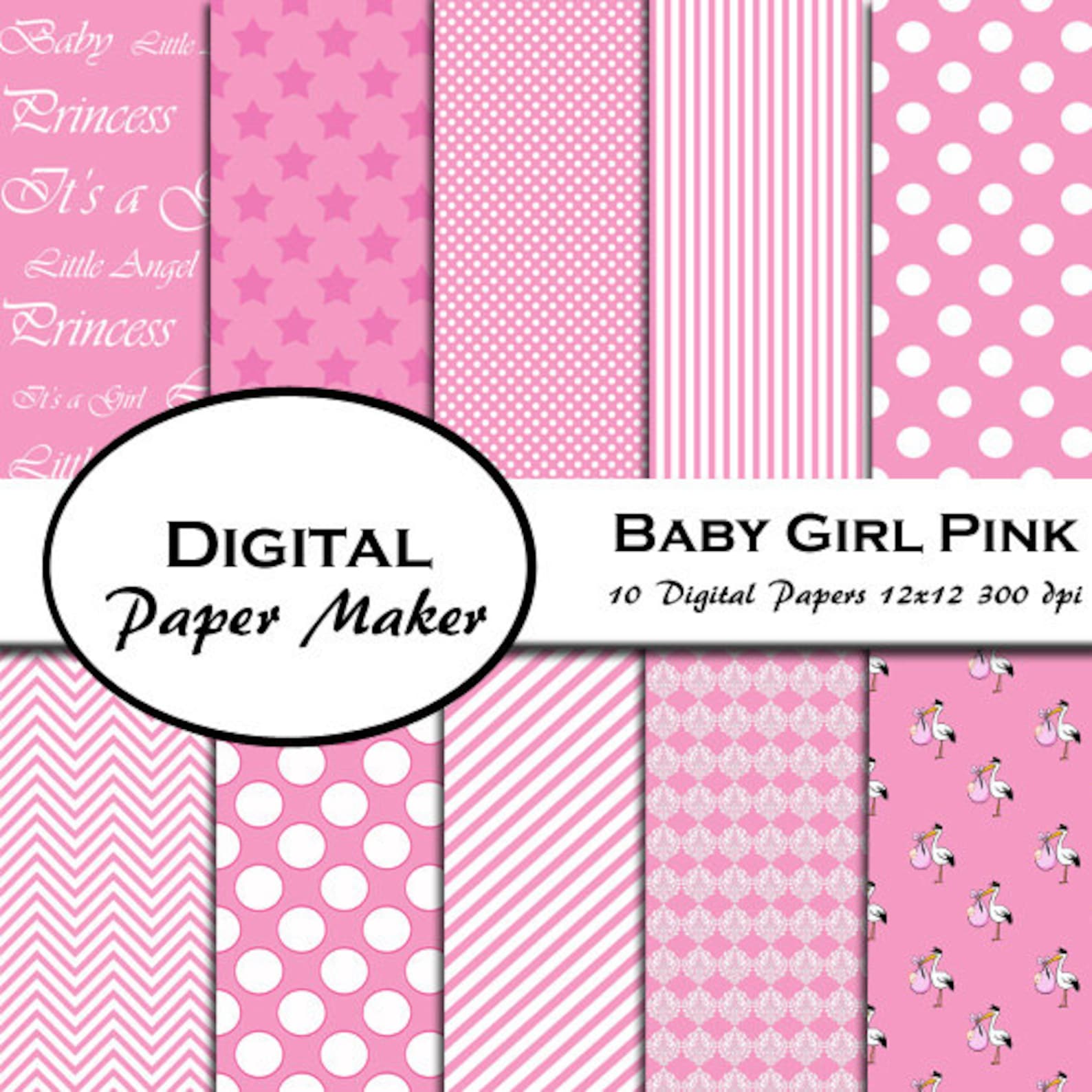 Baby Girl Pink Digital Paper Designs That Are Great for Scrap Booking ...