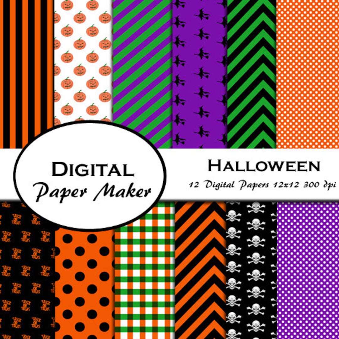 Halloween Digital Paper Designs to Use for Scrapbooking, Clipart ...