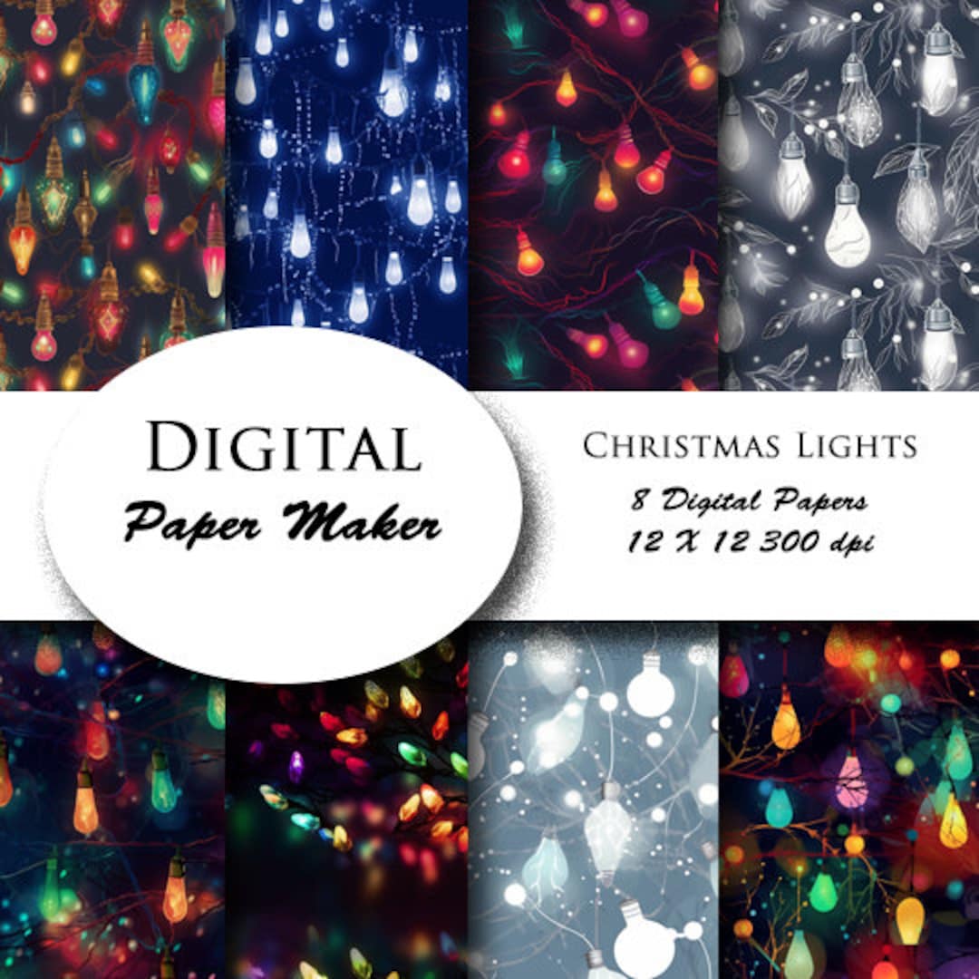 Christmas Lights Digital Paper to Use for Scrapbook, Clipart ...