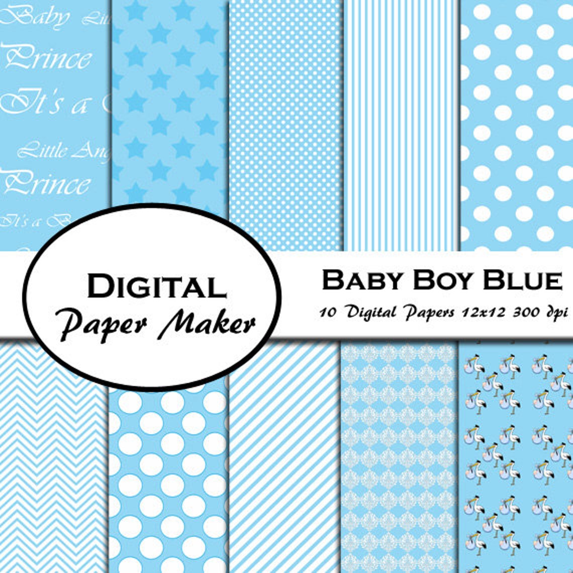 Baby Boy Blue Digital Paper Designs That Are Great for Scrap Booking ...