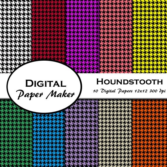 Multi-color Houndstooth Paper Designs to Use for Scrap Booking, Clipart ...