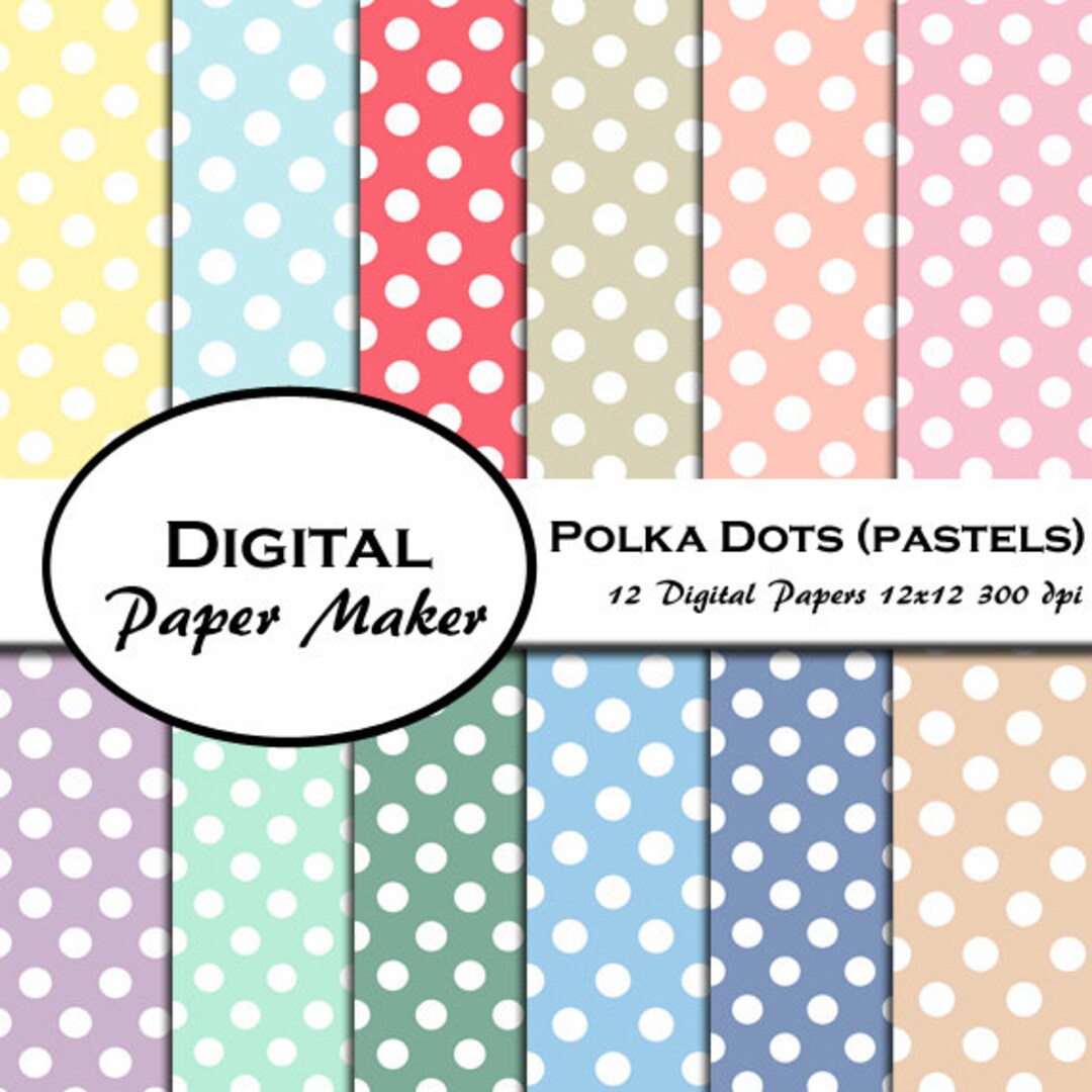 Polka Dot Digital Paper. Pastel Polka Dot Digital Designs for Scrap ...