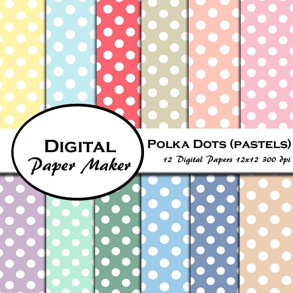 Polka Dot Digital Paper. Pastel Polka Dot Digital Designs for | Etsy