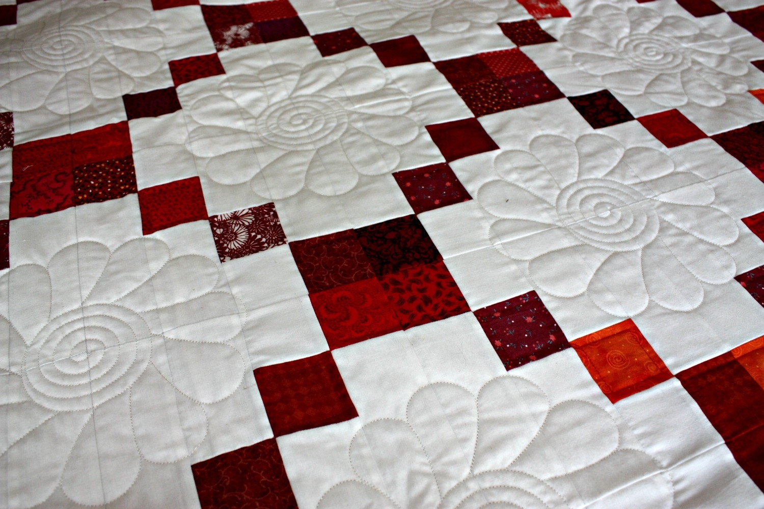 Red Quilt Red and White Twin Quilt Full Quilt Red Crosses - Etsy