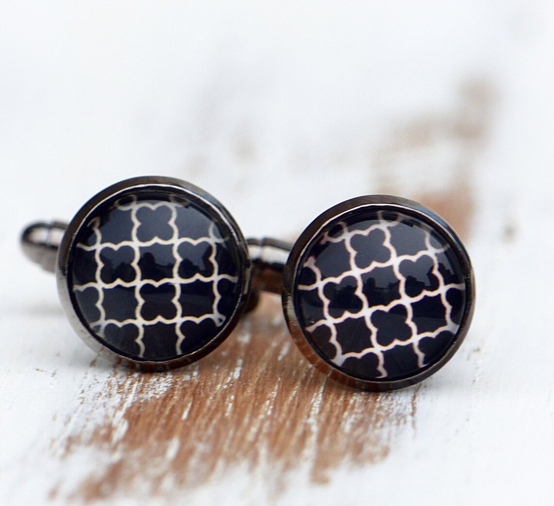 Cufflinks // Black Pattern // - Etsy